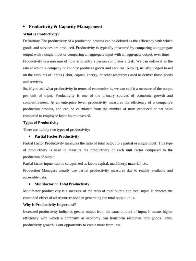 Productivity & Capacity Management | PDF