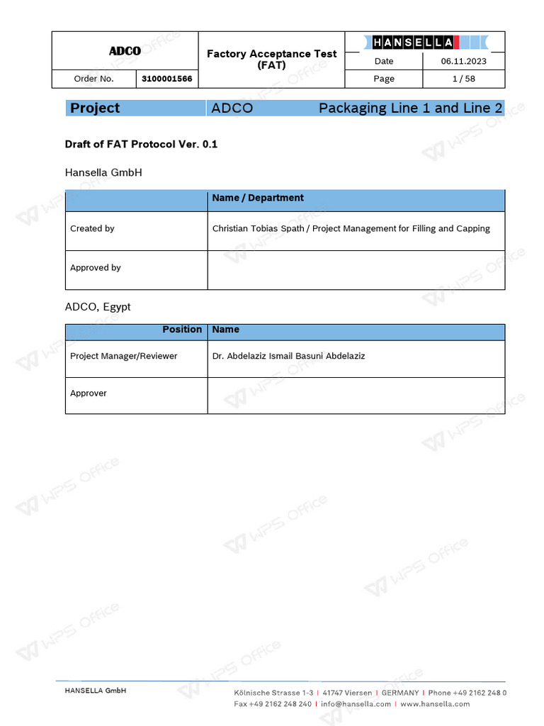 2023-11-06 ADCO FAT Protocol Draft V 0.1 - Insert Watermark | PDF
