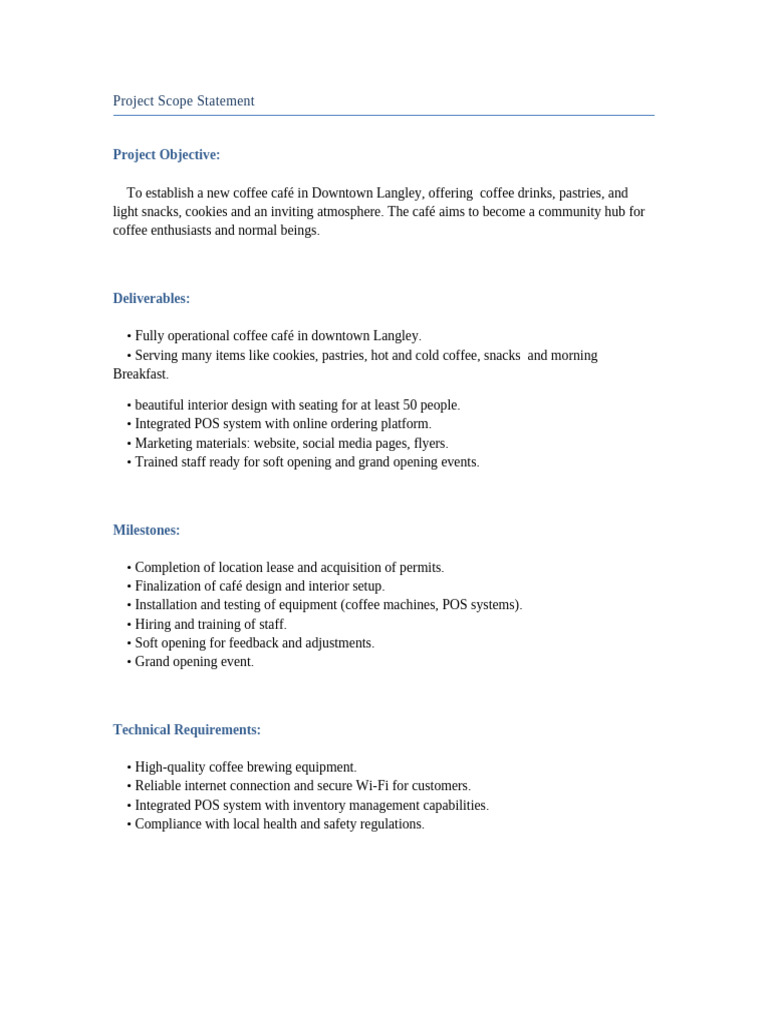 Cafe Bliss Project | PDF