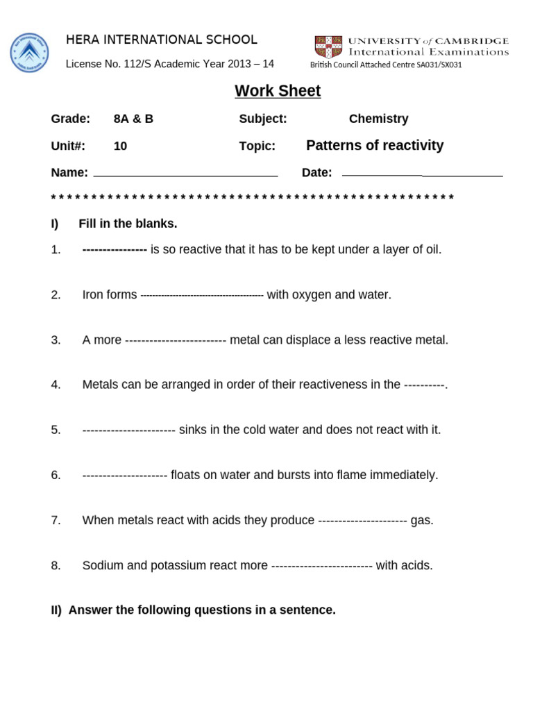 Pattern of Reactivity | PDF