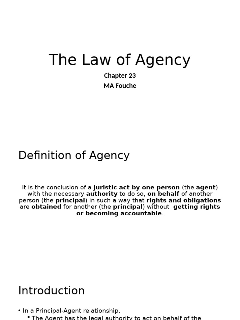Unit 10 The Law of Agency | PDF