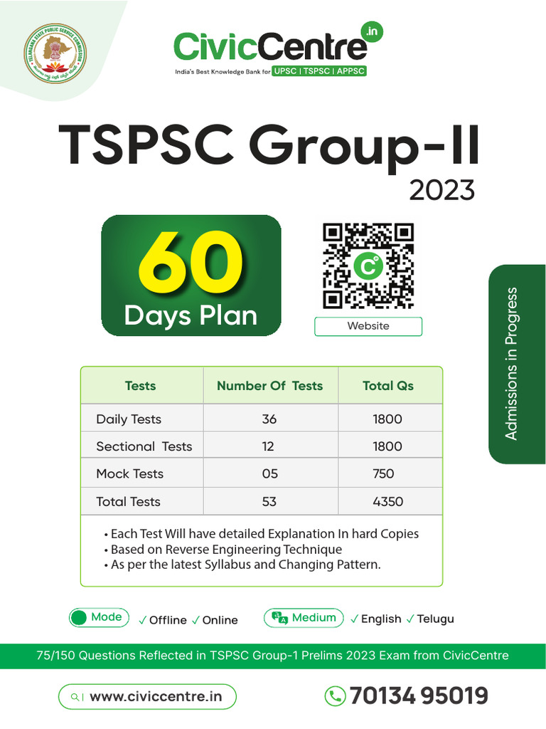 TSPSC Group-II 2023 - 60 Days Plan - CivicCentre | PDF