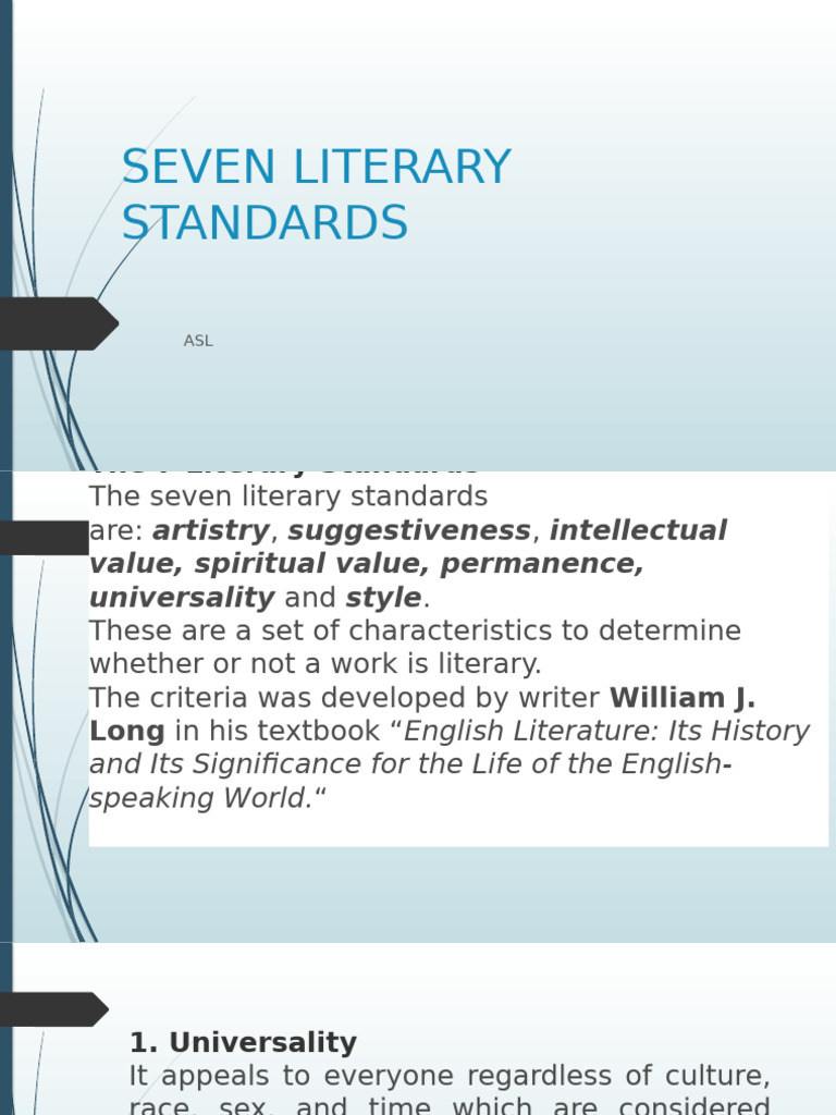 Seven Literary Standards | PDF