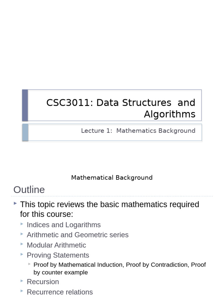 1-CSC3011-Algorithms and Data Structures-Mathematical Background | PDF | Mathematical Proof ...
