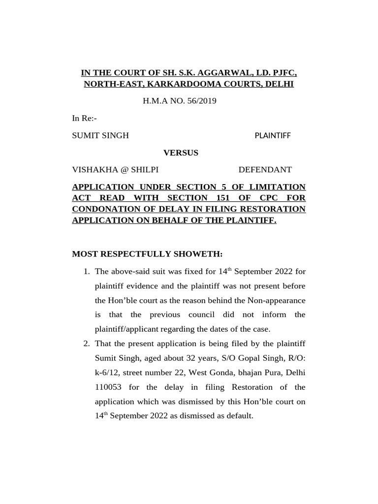 Condonation of Delay Sumit | PDF | Law Condonation of Delay Sumit | PDF | Law