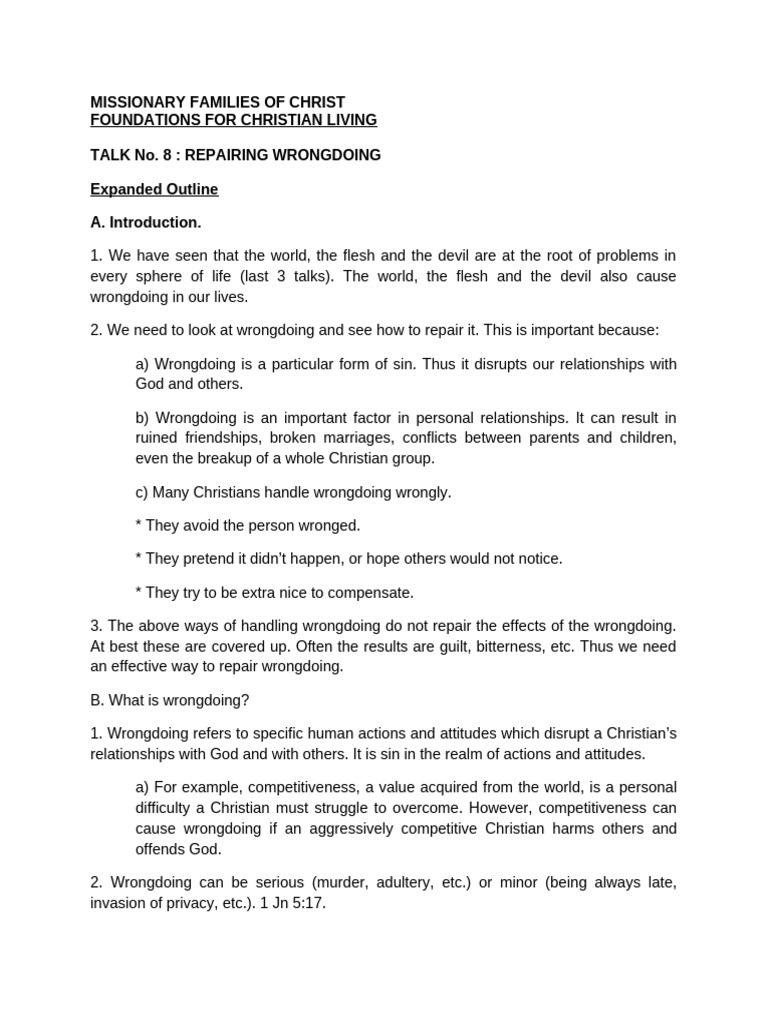 TALK No. 8 REPAIRING WRONGDOING | PDF