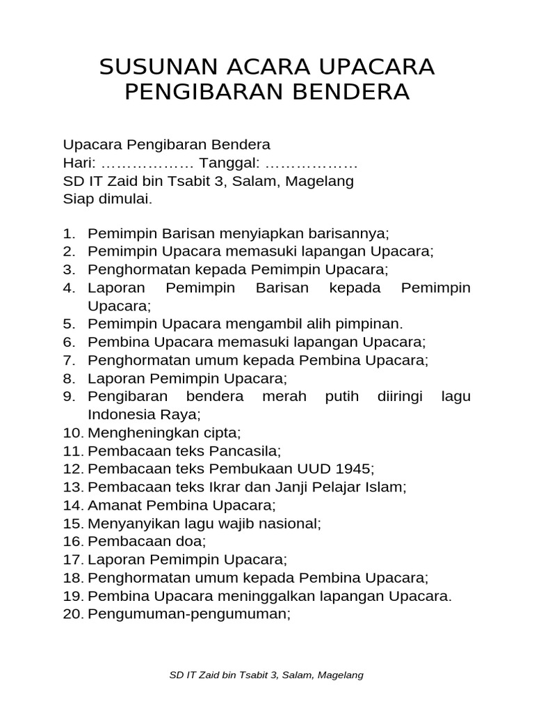 Kelengkapan Upacara Bendera | PDF