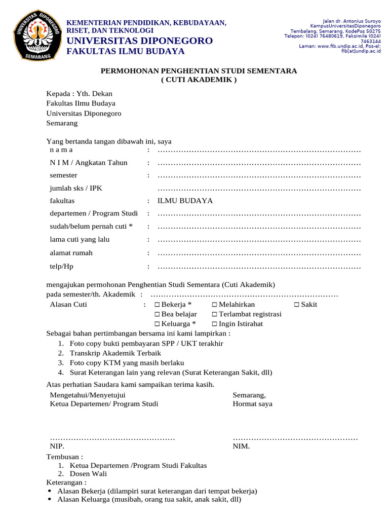 Blangko Permohonan Cuti-1 | PDF