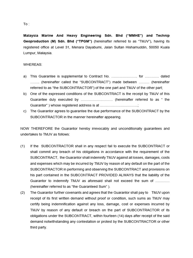 TMJV BG Form | PDF