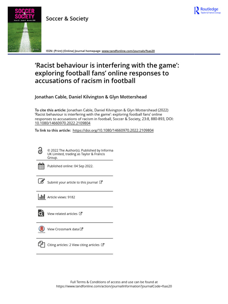 Racist Behaviour Is Interfering With The Game Exploring Football Fans ...