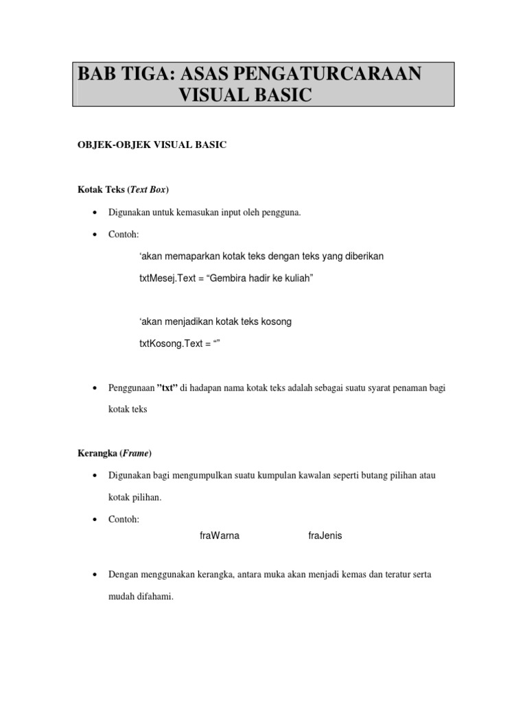 Asas Pengaturcaraan Visual Basic | PDF
