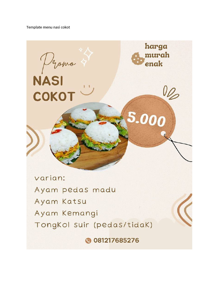Template Menu Nasi Cokot | PDF