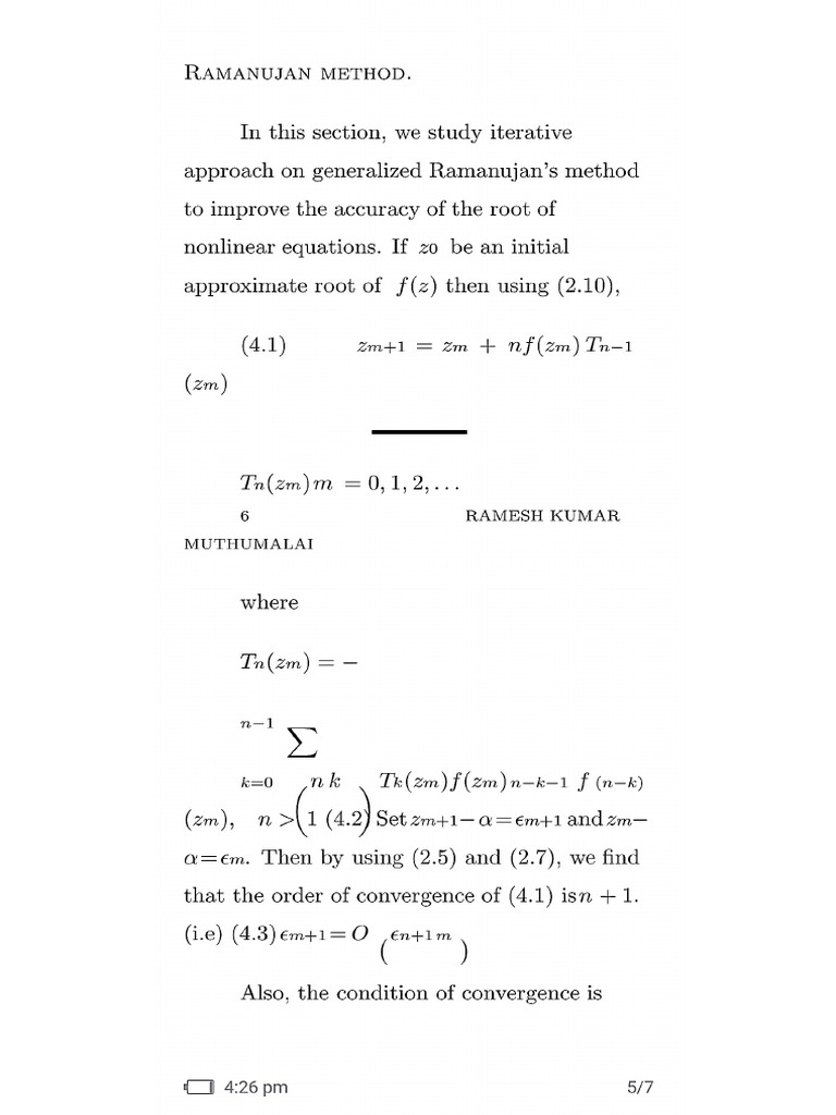 Ramanujan Method of Approximate Root of An Equation Volume - 3 | PDF