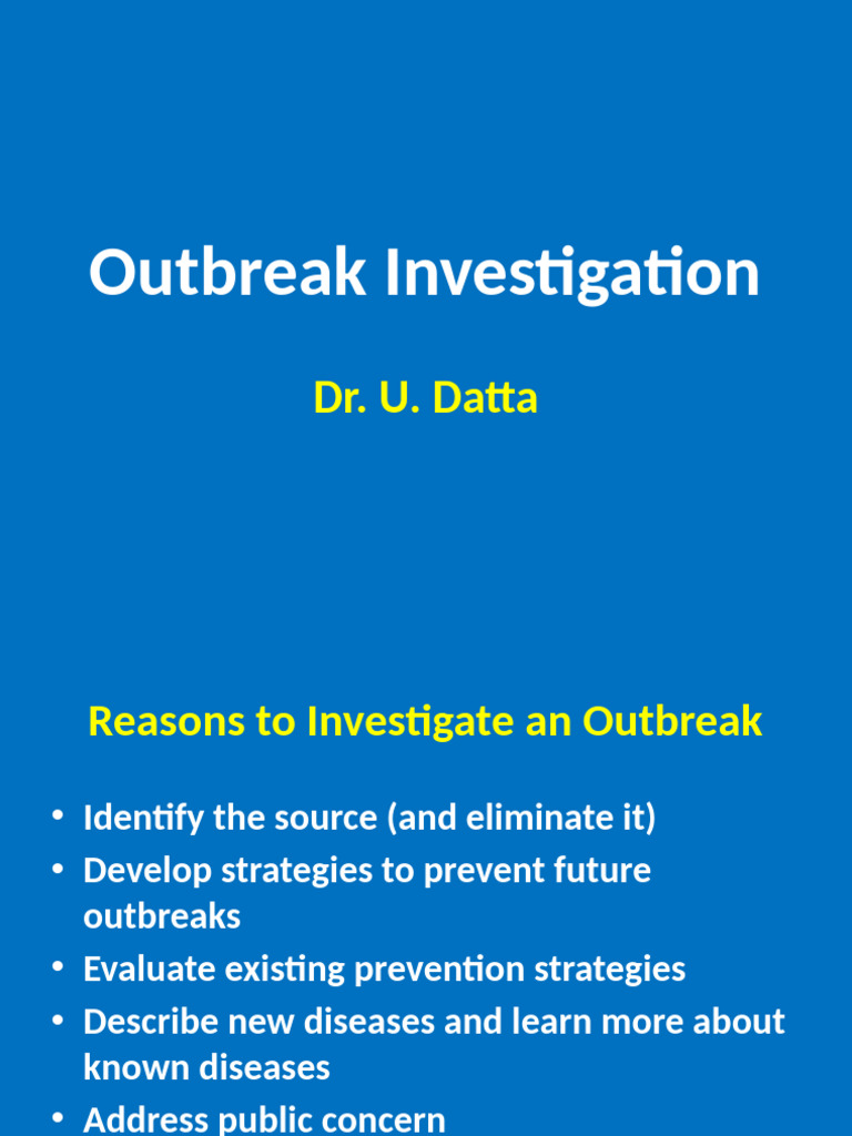 Outbreak Investigation | PDF | Epidemiology | Self-Improvement