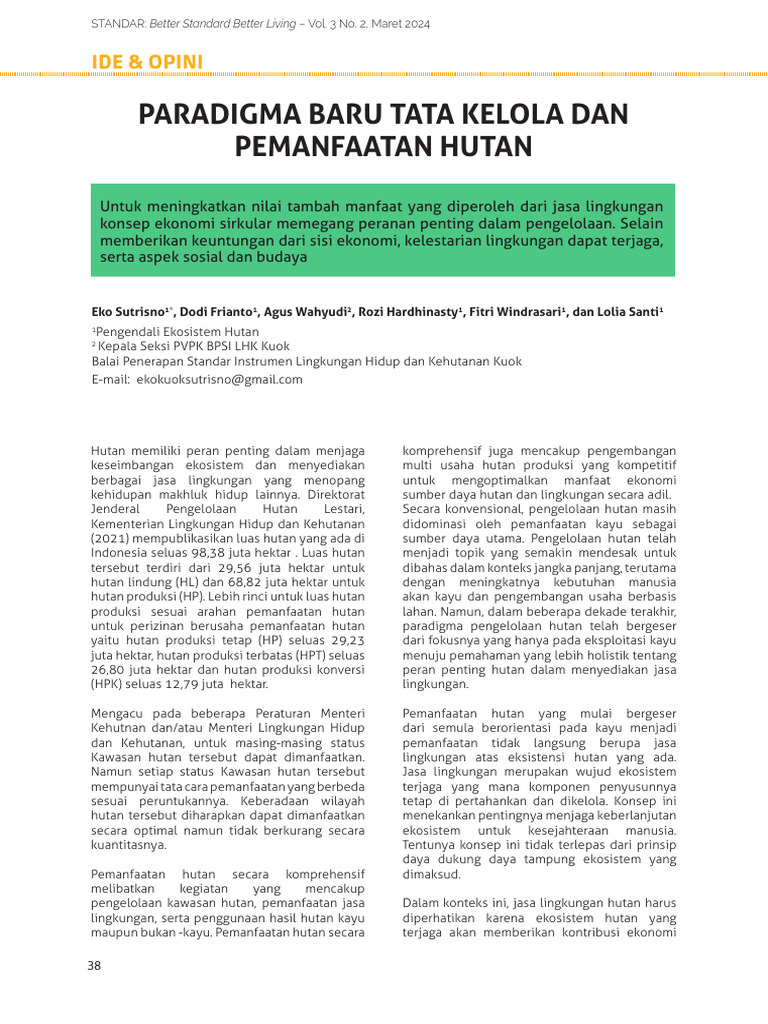 Paradigma Baru Tata Kelola Dan Pemanfaatan Hutan: Ide & Opini | PDF
