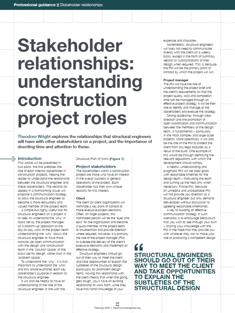 Stakeholder Relationships Understanding Construction Project Roles | PDF