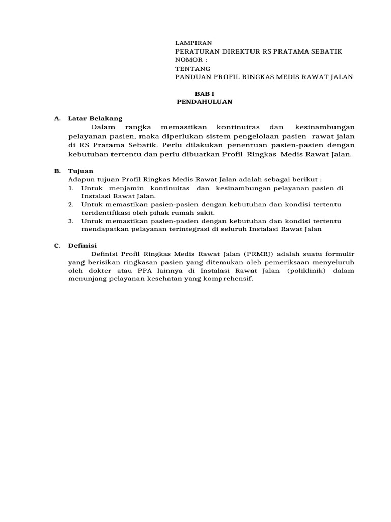 Panduan Pengelolaan Profil Ringkas Medis Rawat Jalan.-1 | PDF | Sains ...