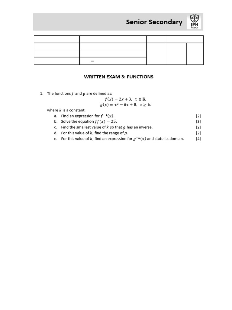 Test 4 - Functions, Transformations | PDF