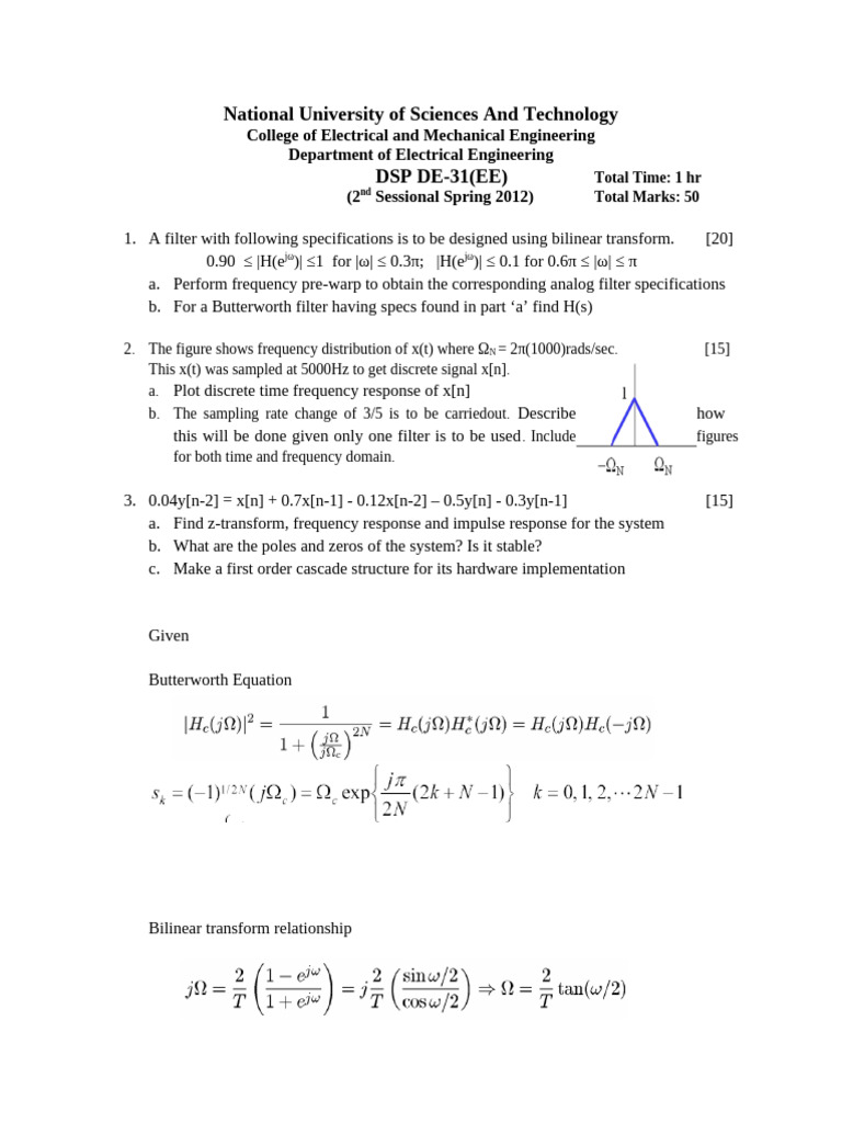EME DSP First Sessional | PDF