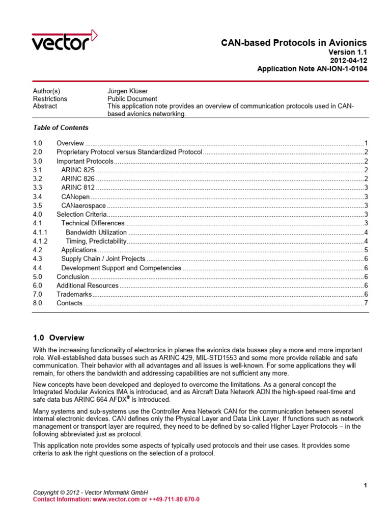 An ION 1 0104 CAN Based Protocols in Avionics | PDF