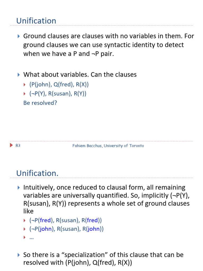 csc384 Lecture Unification Substitution | PDF