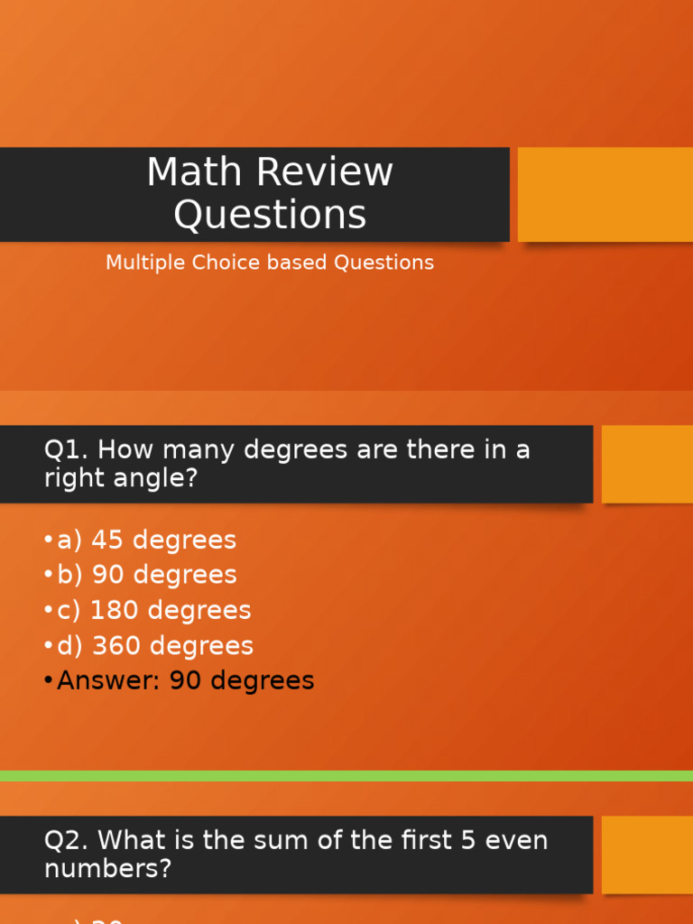 Math Review Questions (G6) | PDF
