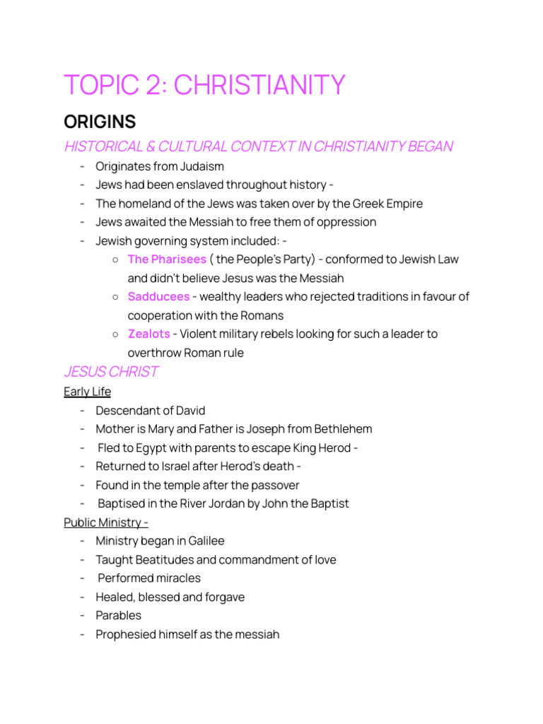 Topic 2 - Christianity | PDF