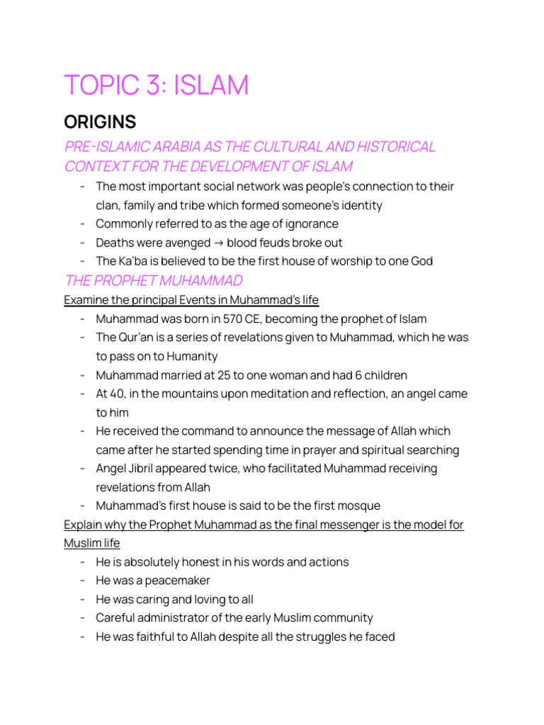 Topic 3 - Islam | PDF