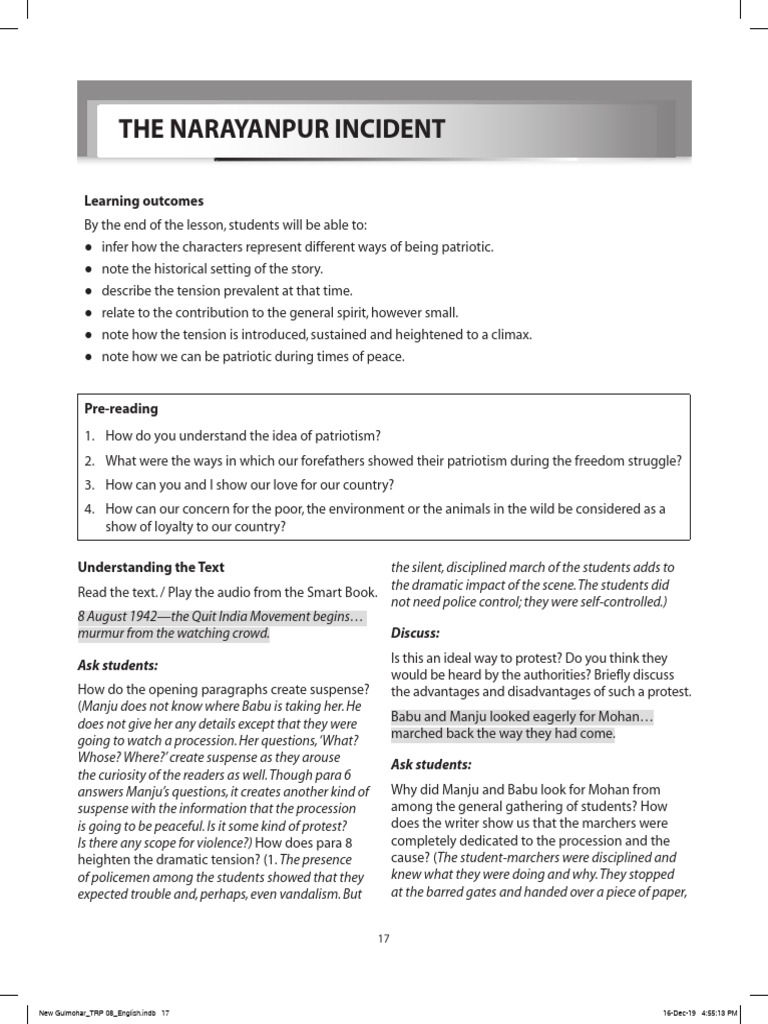 Class 08 English Chapter 02 The Narayanpur Incident | PDF