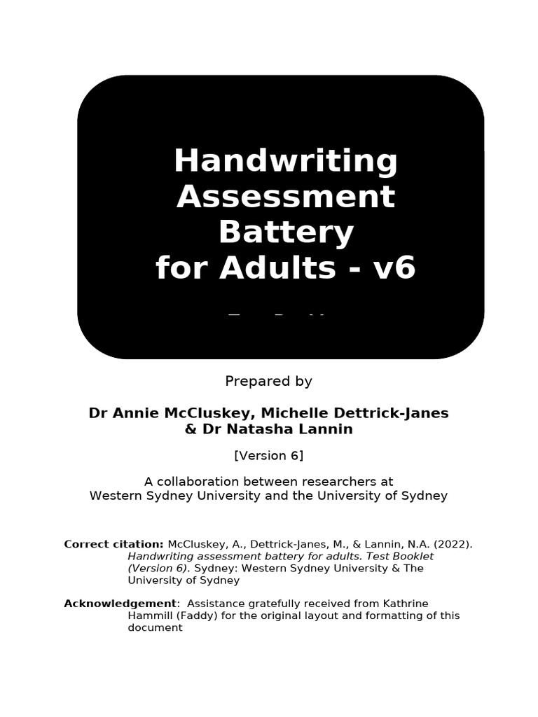 HAB v6 2022 Test Booklet | PDF