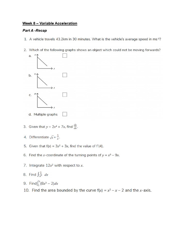 Variable Acceleration | PDF