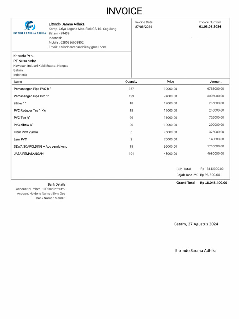 Invoice Esa .. | PDF