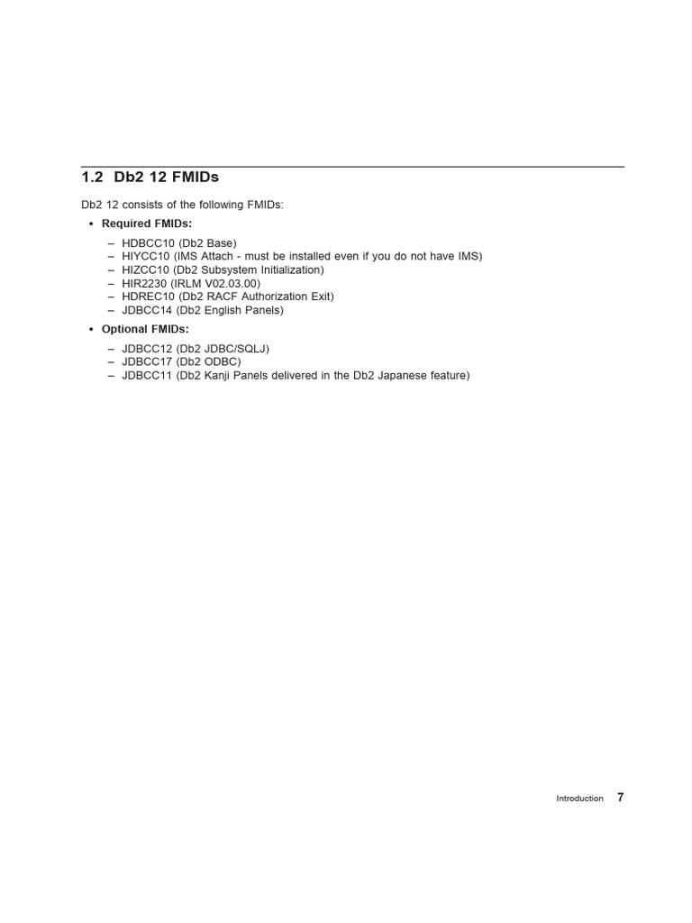 DB2 12 - Required & Optional FMIDs | PDF