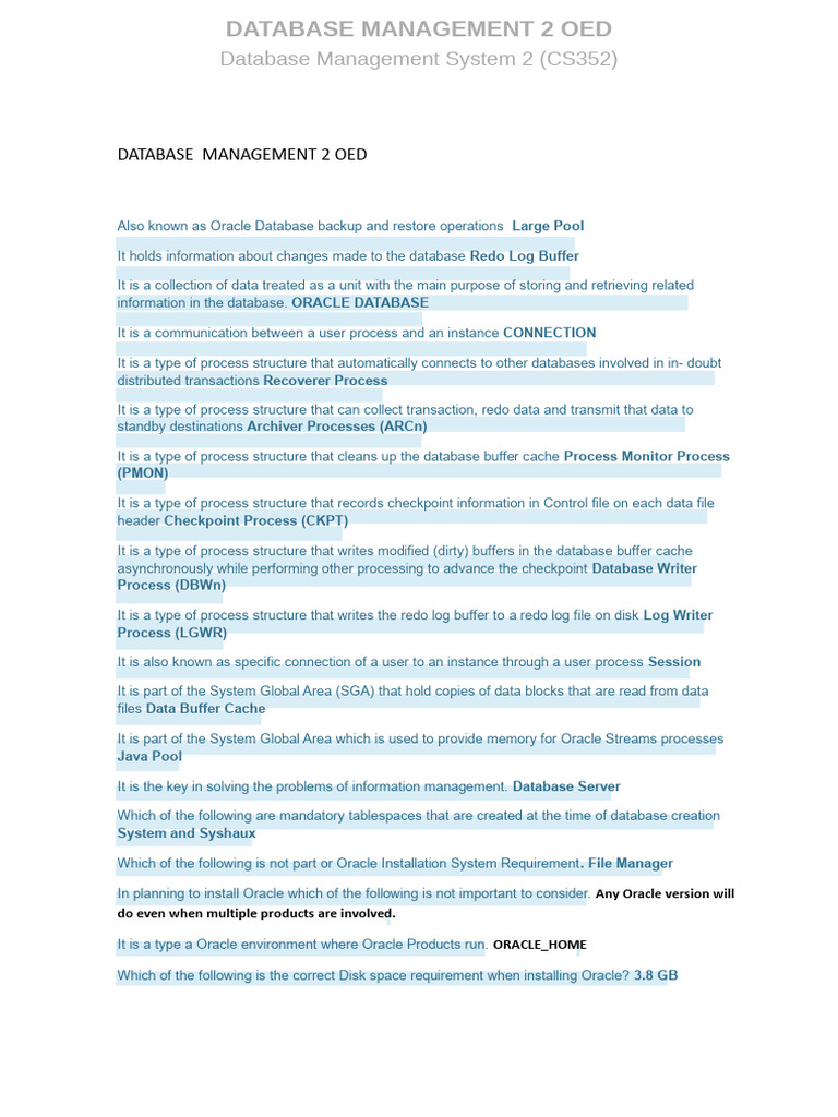 Database Management 2 Oed - Compress | PDF