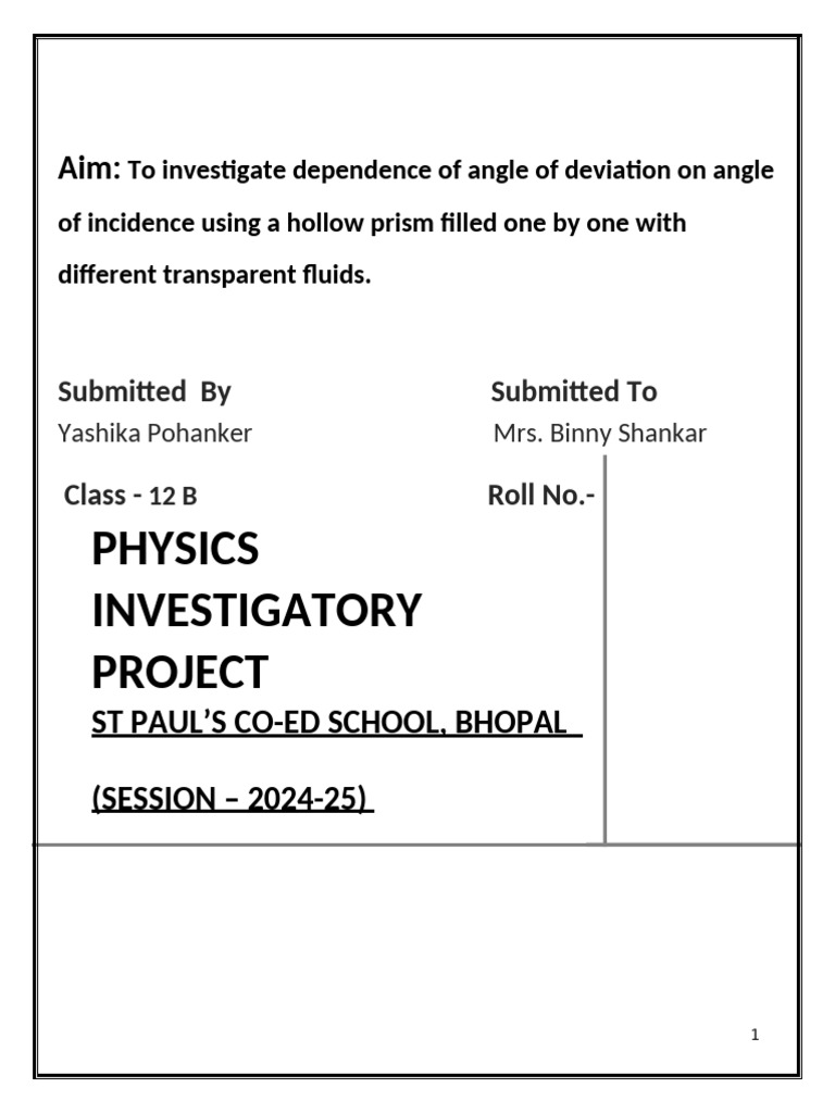 Physics Investigatory Project1 | PDF