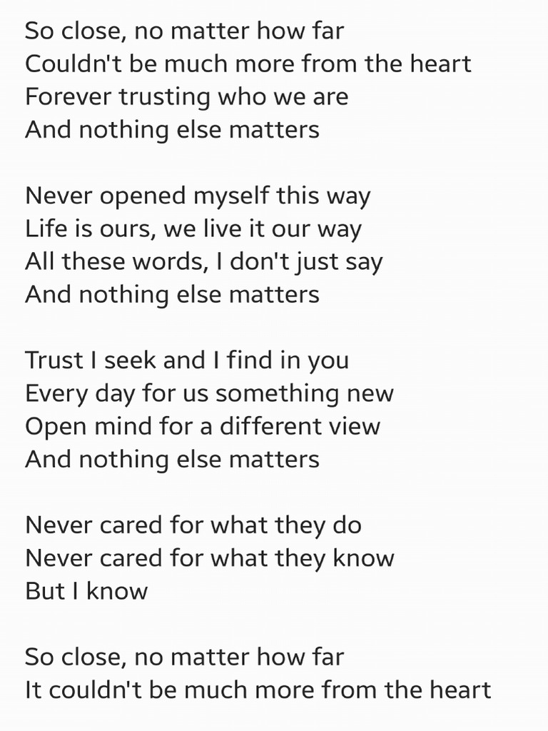 Nothing Else Matters Lyrics | PDF