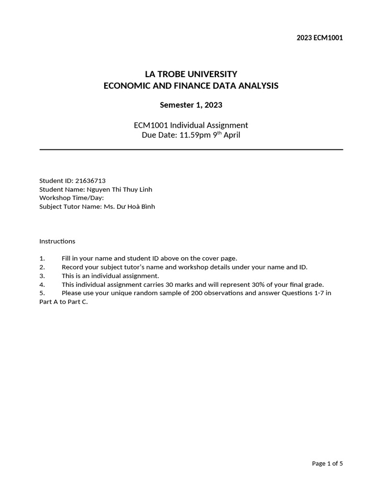 2023 ECM1001 Individual ASM | PDF