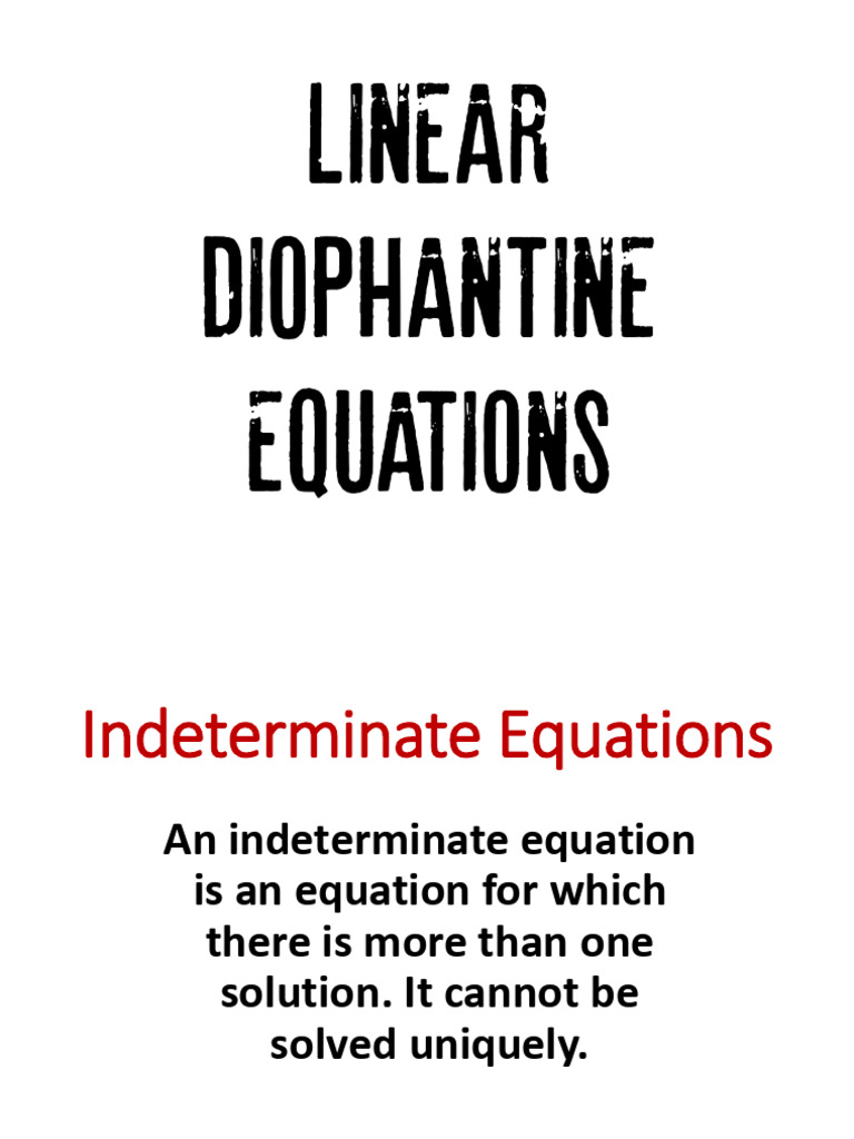 Linear Diophantine Equations | PDF