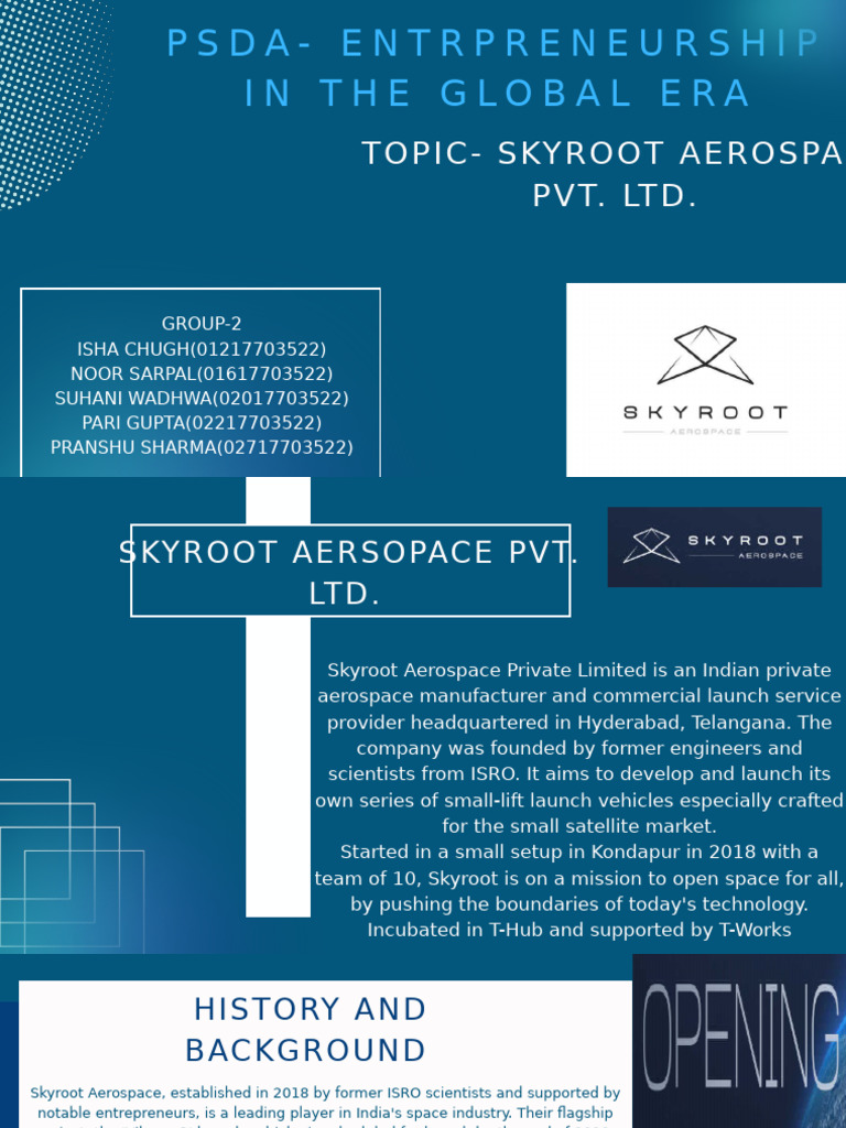 Psda-Entrpreneurship in The Global Era: Topic - Skyroot Aerospace Pvt. LTD | PDF