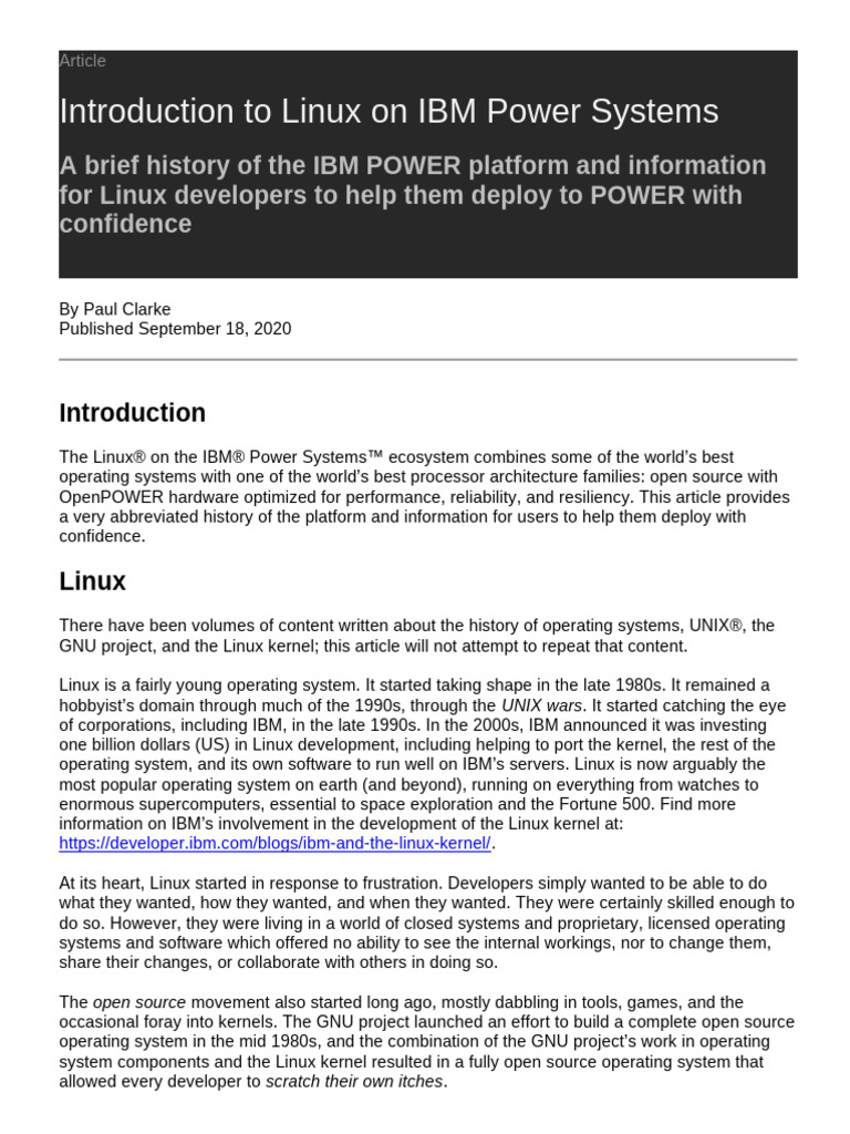 Introduction to Linux on POWER_Sep 2020 | PDF