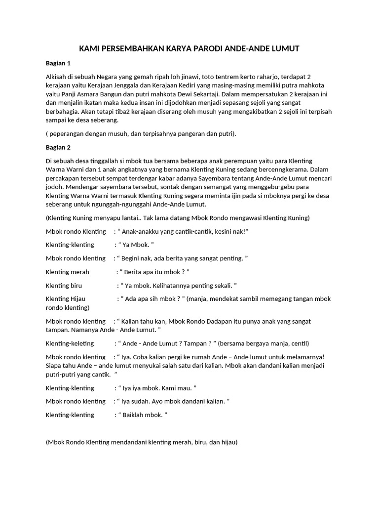 Dialog Ande - Ande Lumut | PDF
