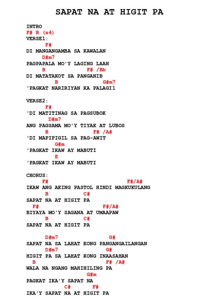 Sapat Na at Higit Pa Chords | PDF