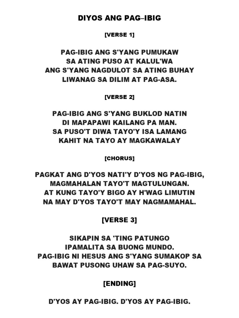 Diyos Ang Pagibig Lyrics | PDF