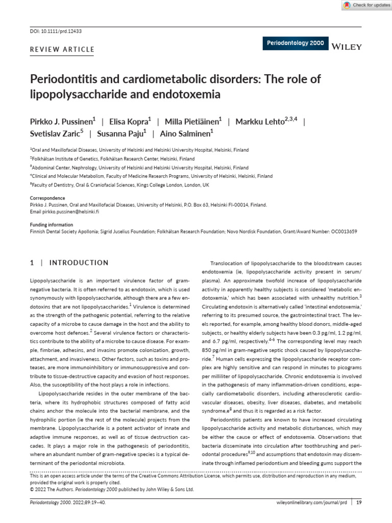 Periodontology 2000 - 2022 - Pussinen - Periodontitis and ...