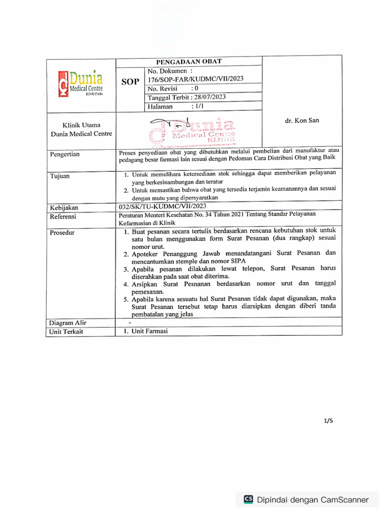SOP Pengadaan Obat | PDF
