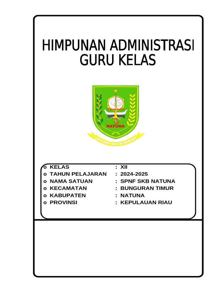 01 Cover Administrasi Guru Kelas | PDF