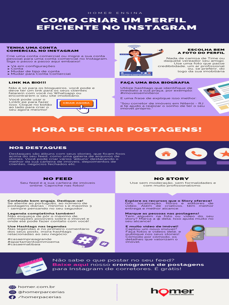 Homer Infografico Como Criar Um Perfil Eficiente No Instagram | PDF