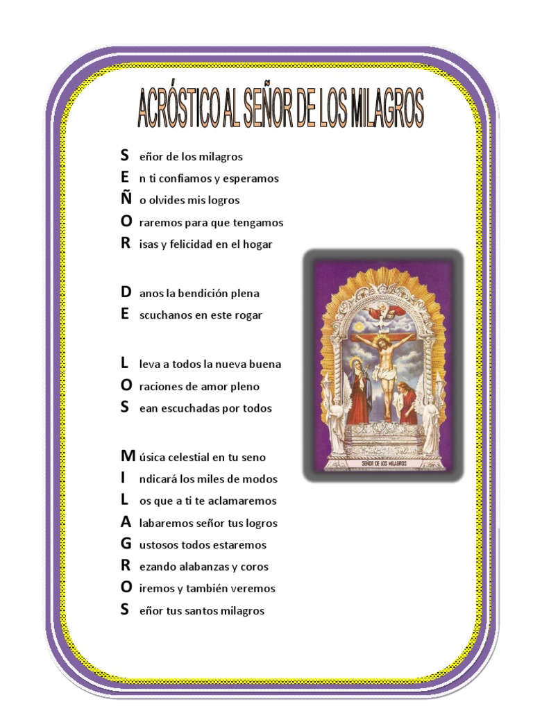 ACROSTICO AL SEÑOR DE LOS MILAGROS