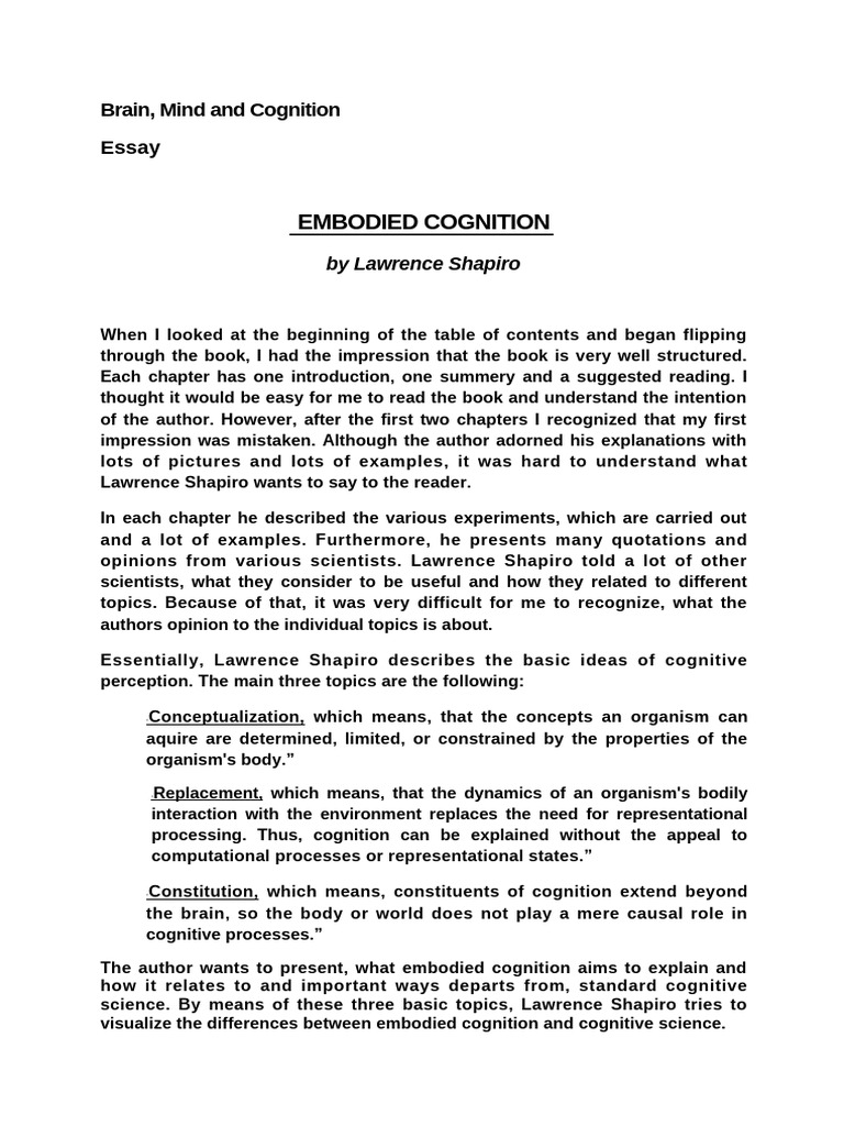 Embodied Cognition Shapiro | PDF