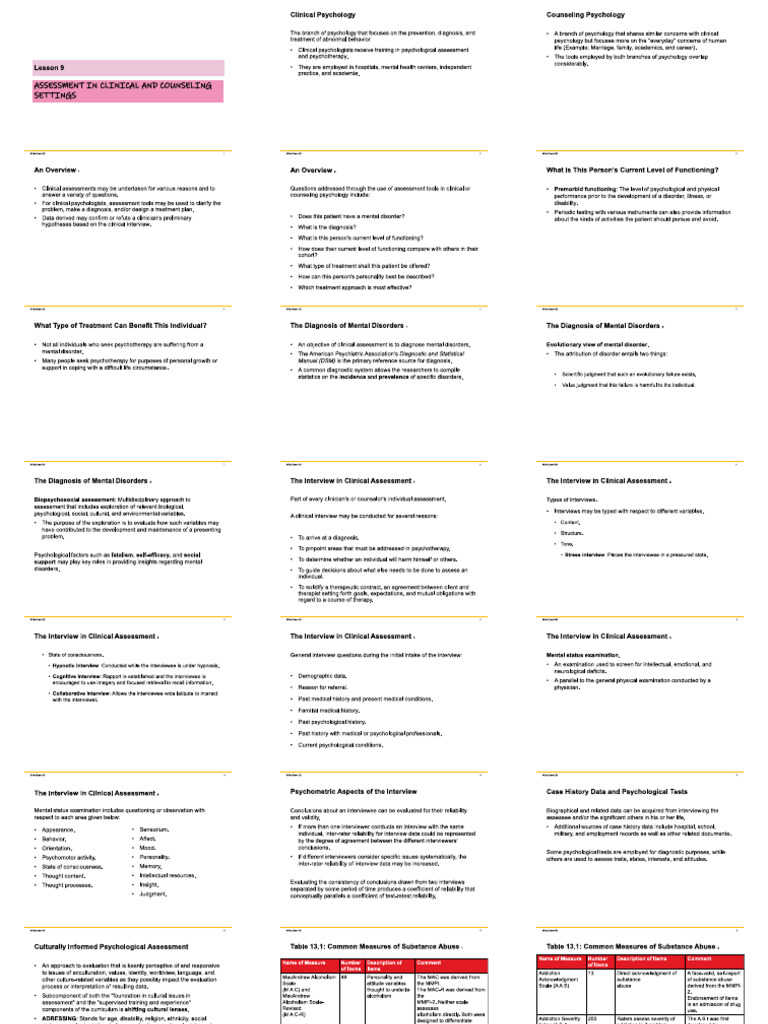 9 Assessment in Clinical Setting | PDF
